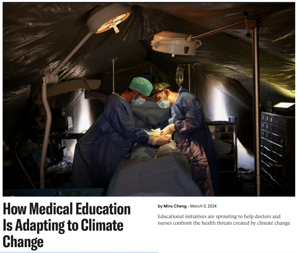 Text reads: How medical education is adapting to climate change. Image ...